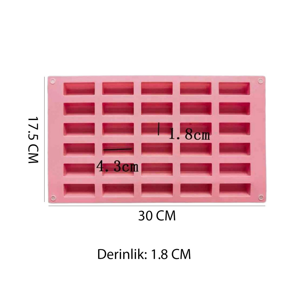 Silikon Kek Kalıp Çikolata Oval Dikdörtgen Buz ve Bar Sabun Kalıbı 30 ...